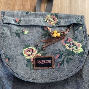 Jansport | Accessories | Rare Jansport Drawstring Closure Floral Denim ...